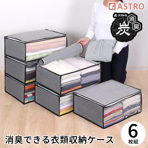 商品名:活性炭衣類整理袋 6枚組カラー:グレー材質:ポリプロピレン、活性炭シート、ポリエチレンサイズ:約幅48×奥行35×高20cm　内容:6枚組【収納目安】(1枚あたり)厚手セーター/約5~7枚、長袖シャツ/約20~25枚【特長】●通気性...