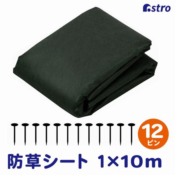 【 厚地 高耐久性 防草シート 】サイズ: 1 × 10m 材質: ポリプロピレン 内容: 防草シート 1枚 付属品: 固定ピン12本 カラー: グリーン【 不織布専門店がつくる防草シート 】 不織布専門店アストロが、雑草対策に最適な材質と...