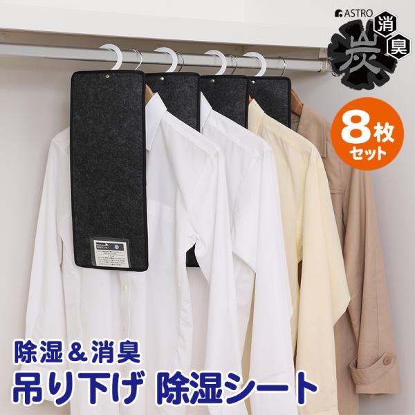 商品名:消臭炭入 D＆D 吸湿防ダニ 吊り下げ 除湿シート 8枚組サイズ:約18×50.5cm(フック含む)カラー:グレーブラック内容:8枚材質:ポリエステル80％・合成繊維(アクリレート系)・活性炭シート生産国:中国【特長】●シリカゲルの...