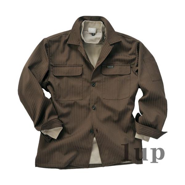 寅壱 作業着 鳶服 7160-133 ＮＰオープン 「Ｍ〜ＬＬ」センスが光るシャドーストライプの光沢感。ワイルドでいて、エレガントな仕上がり！光のあたり方で、表情は実に多彩に。トビの鮮度を上げる「昼夜織り」。ポリエステル素材に、肌ざわりと吸...