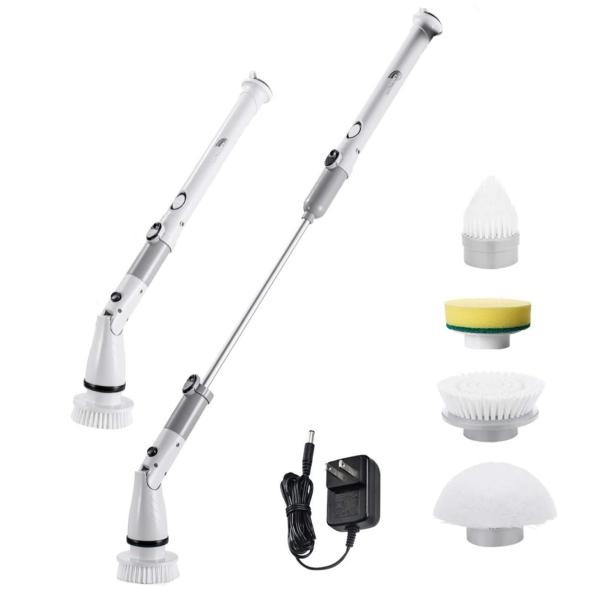 【取外せる３段式設計の電動お掃除ブラシ】、バスポリッシャーが取り外せる３段設計で、少し力を加えば延長ハンドルを自由に取り付けたり、腰を曲げずに立ったまま、浴槽から天井までのお掃除を軽々できます！【角度調節出来】角度調節のポタンを押せば、先端...