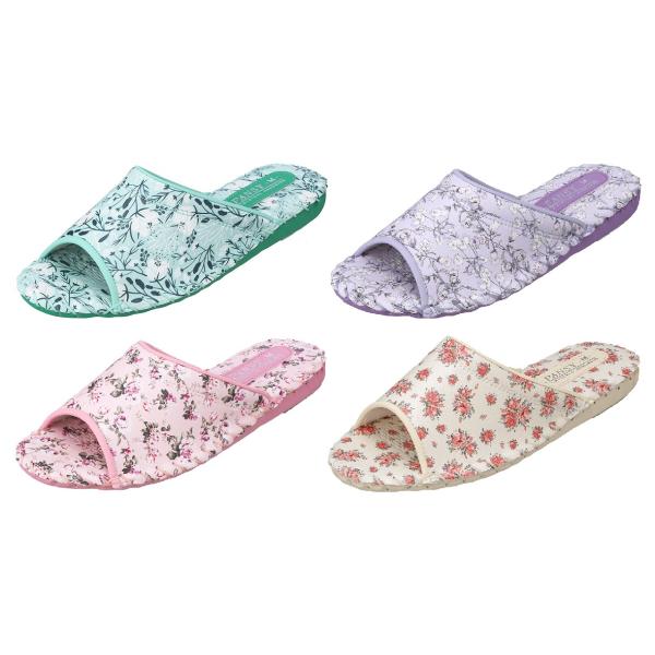 「母の日」「プレゼント」「ギフト」パステルカラーを基調とした、柔らかな風合いのルームシューズカラーごとに異なる花柄の素材を使用しています1足ずつ丁寧に「手編み製法」で仕上げられた室内履き、足なじみが良くソフトな履き心地かかと部分に、着地の衝...