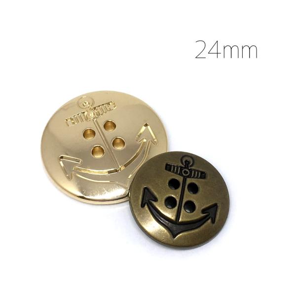 【発売日：2017年07月19日】イカリ（アンカー）モチーフの表穴メタルボタンです。13mm〜30mmまでの豊富なサイズ展開。大きいサイズはジャケット・コートにお勧めです。▼商品詳細▼【サイズ】直径24mm　※厚み…4mm【入数】1個【材質...