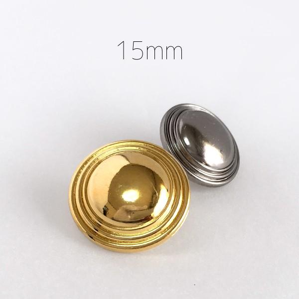 【発売日：2000年01月11日】シンプルで縁取りが上品な雰囲気のボタン。斜めから見たシルエットがきれいです。▼商品詳細▼【サイズ】直径15mm　※全体高さ…8.5mm、足除く厚み…4.5mm【入数】1個【材質】ABS樹脂メッキ【カラー展開...