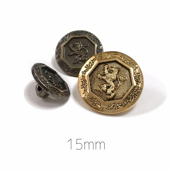 【発売日：2000年01月07日】墨の加工を施したエンブレムメタルボタンです。獅子のエンブレムにヴィンテージ調の風合いが目を引きます。（GSとSSに墨加工を施しています。AGは単色です。）▼商品詳細▼【サイズ】直径15mm　※全体高さ…6....