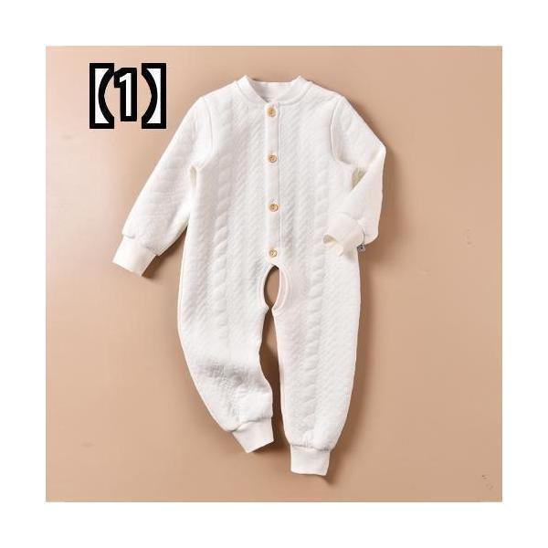 ベビー ロンパース 秋冬 キルティング ジャンプスーツ あったか アウター 厚手 肌着 オープン クロッチ 大きいサイズ 白 黄色 緑