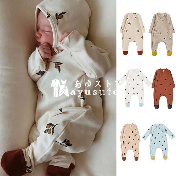ロンパース 男の子 女の子 ベビー 長袖 前開き 春 夏 秋 冬 カバーオール ハット付き 帽子 肌着 ベビー服 新生児 赤ちゃん 女児 男児 綿 足付き コットン おしゃれ 可愛い 子供服 出産祝い プレゼント ギフト 出産準備 内祝い ...