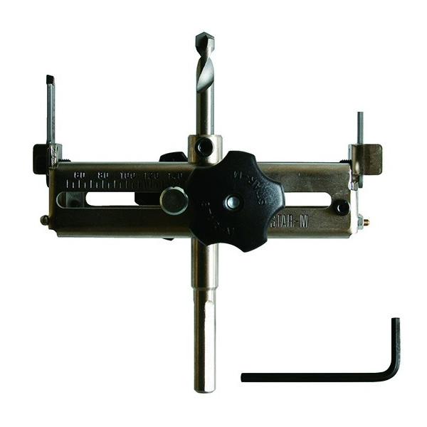 スターエム STRA-M品番 5010Dダイヤモンドワンタッチ自在錐 セット●特長・一台で径60〜200mmまでの穴あけが可能です・両刃タイプでバランスよくスピーディーな穴あけが行えます・サイズ合わせは黒いハンドル（2ヶ所）を緩めてフレーム...