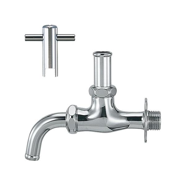 カクダイ KAKUDAI共用万能ホーム水栓（首長かぎ式）7015BL■説明文●節水固定コマ仕様（一般地・寒冷地共用）●首長カギ式のため、より盗水防止効果があります。○カギ1個付き■仕様・呼径：13