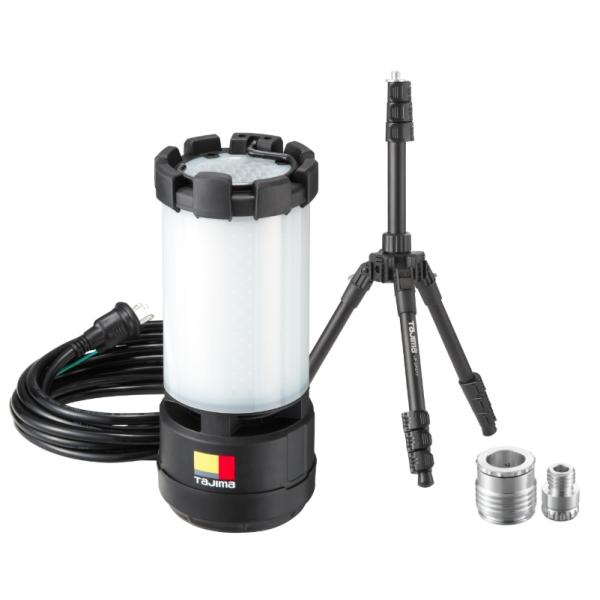 タジマ TAJIMAワークライト KJR 10000lm セフ三脚セットKJRZ10A-ACT■特長・明るさ：10000lm（定格消費電力90W）・電源：AC電源・広範囲を一台で照らせる大光量。天面＋水平全周の照射面で全方位を照射・三脚、セ...