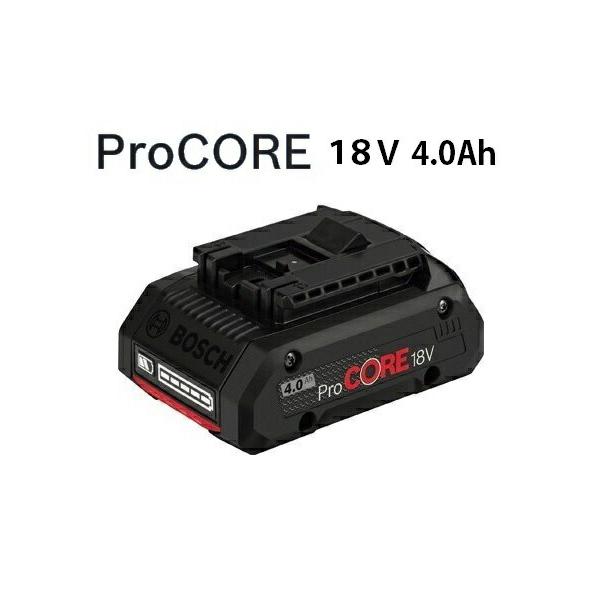 ボッシュ BOSCH18V リチウムイオンバッテリーProCORE18V4.0型●インテリジェントコントロール作業内容に応じて電力消費を適切にコントロール。高負荷作業時には大電流で驚異的なパワーを発揮します。（対応している本体のみ）●既存の...