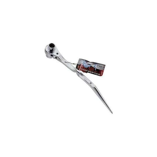 TOP工業総磨き鳶仕様 ツイストラチェット 竜也モデル RMT-17X21N-BT-SV特別仕様品■特長・鳶曲がり・ぐるっと180度ねじりました。■仕様・呼び寸法：17mmＸ21mm・全長：305mm