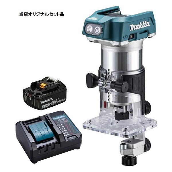 電池・充電器はその他機種のセット商品をバラシた商品です。説明書・外箱・ケースは付属しません。マキタ makita充電式トリマRT50DバッテリBL1830B(1個)+充電器DC18WC付当店オリジナルセット品※ケースは付属しません。■AC機...