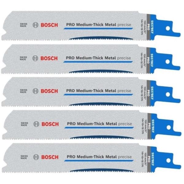 ボッシュ BOSCHセーバーソー用アクセサリーPRO 金工用 バイメタルセーバソーブレードS937BEF2608658991入数5枚全長150mmストレート刃と湾曲刃の良いとこ両取りでダブルのメリット！金工用バイメタルセーバーソー刃の決定版...