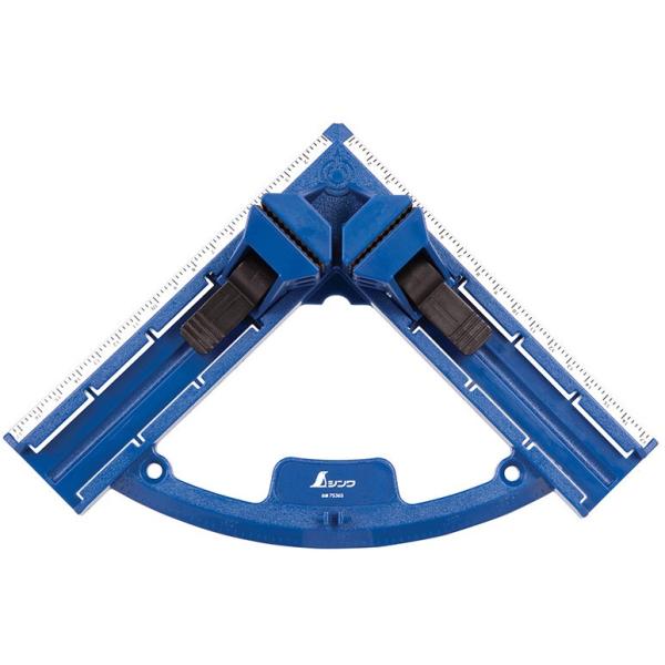 シンワ測定株式会社コーナークランプ 95mm製品コード：75365■特長・プラスチック製のため、軽量です。・レバーで簡単に固定と解除ができます。・作業台などに固定できるねじ穴付です。・メートル目盛、角度目盛付です。■仕様・開口巾：95mm・...