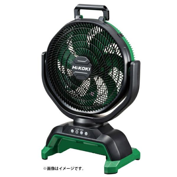 HiKOKI ハイコーキ(旧工機販売)18V コードレスファンUF18DA(NN)本体+ACアダプタです。※バッテリー・充電器は別販売品です。■330mmの大形ファンで広い現場にパワフル送風■7枚羽根により静かでなめらかな風当たり■(別売品...