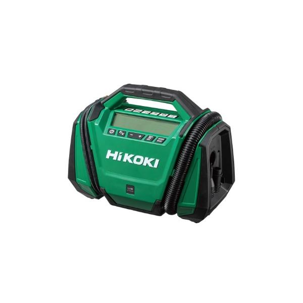 HiKOKI ハイコーキ(旧日立工機)コードレス空気入れ UP18DA(NN)本体のみです。※バッテリ・充電器は別販売品です。■様々なアイテムに対応■標準付属品を本体に収納■車載電源対応■自動停止機能※※高圧モードのみ。■LEDライト搭載