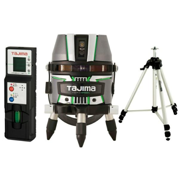 タジマ TAJIMA端まで明るい！シャープグリーンレーザーZERO GREEN-KYRグリーンレーザー墨出器ZEROG2-KYRSET受光器・三脚セット■特長・KYR｜高精度 矩・横・両縦レーザー／3WAY [受光器・三脚セット]・鮮視度5...