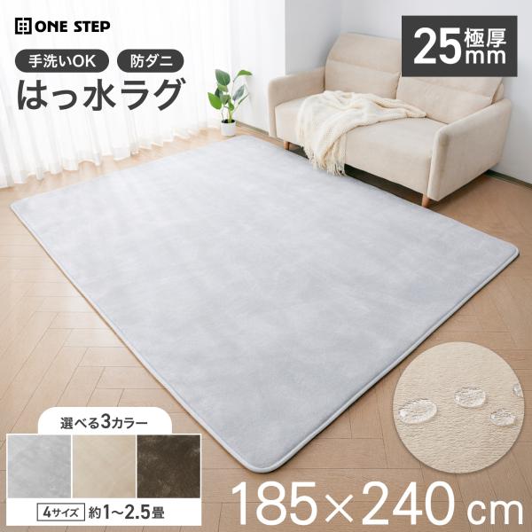 ラグ カーペット 洗える ラグマット フランネル 厚手 25mm 厚め 分厚い 極厚 撥水 はっ水加工 抗菌 防ダニ 洗えるラグ 滑り止め 防音 床暖房 ホットカーペット対応おしゃれ モダン 北欧 絨毯 茶色 ベージュ ライトグレー グレー...
