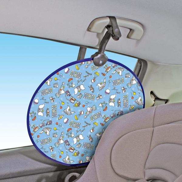 BD-136　クリップぱっシェード ダンボ●スプリングワイヤー入りで、瞬時にパッと広がり、収納時はコンパクトに折りたたむことができるサンシェードです。●UV98%カット! 紫外線からお肌を守ります。●紫外線で色が変わるビーズ付き。紫外線の有...