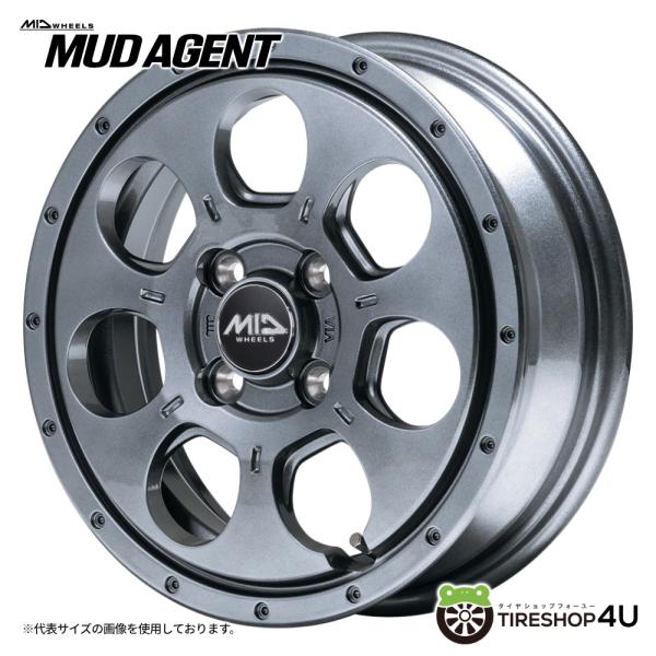 MID ホイール マッドエージェント 14x4.5J 4/100 +45 メタリックグレー対応車種(一例)：軽自動車 ワゴンR ライフ アルトラパン エブリイワゴン ワゴンRスティングレー ハスラー ムーヴ N‐ONE タント N-BOX ...