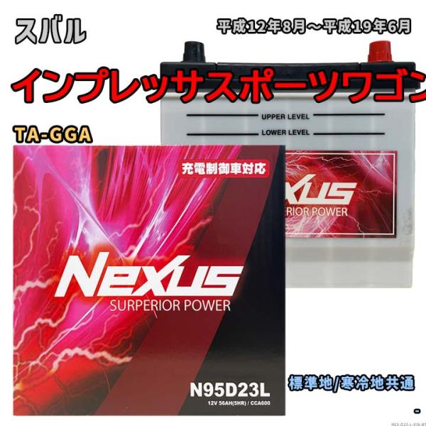 NEXUS製　カーバッテリー　N95D23L商品名記載の車両に適合する「D23Lタイプ」のバッテリーとなりますが、同一の年式、型式であっても諸仕様の違いにより適合バッテリーが異なる場合がございます。当商品ページは新車装着時のバッテリーが「5...
