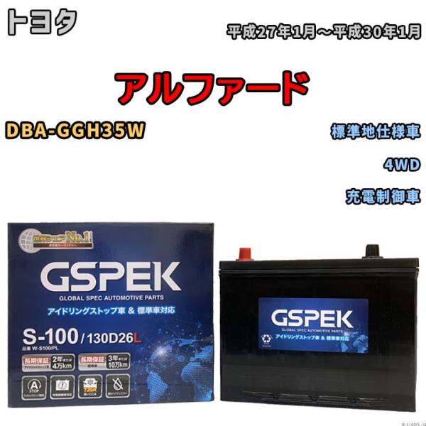 商品名 バッテリーメーカー デルコア(Delcor)シリーズ GSPEK品番 W-S100PL互換性バッテリーサイズ S-85 / S-95 / 85D236L / 90D26L / 95D26L / 100D26L / 105D26L /...