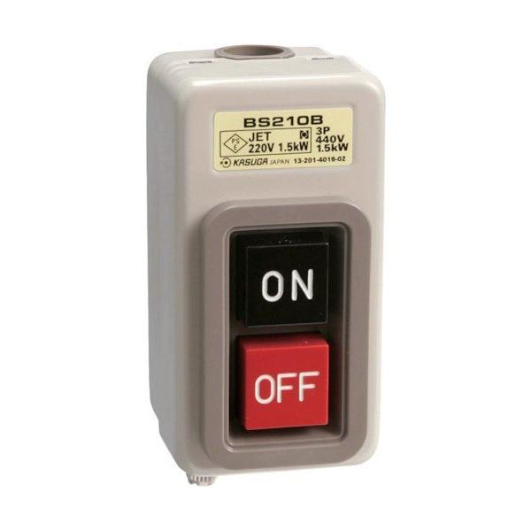 特長鉄ケースで屋内の機械や壁に取り付けて使用するタイプです。電気用品安全法適合品です。用途動力用押ボタンスイッチＯＮ、ＯＦＦ。商品スペック仕様・規格 入切タイプボタン文字：ON、OFF定格(A)：10最大適用電動機容量：三相200/220V...