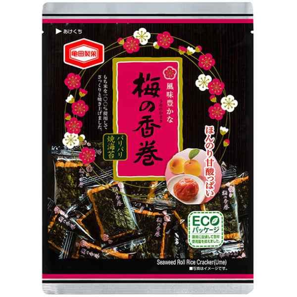 もち米を100％使った、ほんのり甘酸っぱい梅味の海苔巻あられ。【内容量】16枚【入数】12コ【2023/08/01発売】