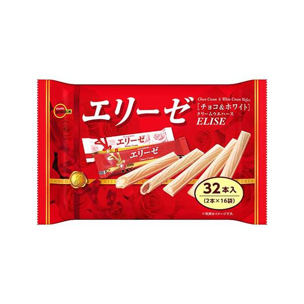 サクッと食感、やさしい味わいサクッと軽い歯ざわりのウエハースで、コクのあるチョコクリームとまろやかなホワイトクリームを包み込みました。チョコ＆ホワイト、2つのおいしさをお楽しみください。【内容量】32本（2本×16袋）【入数】12コ【202...