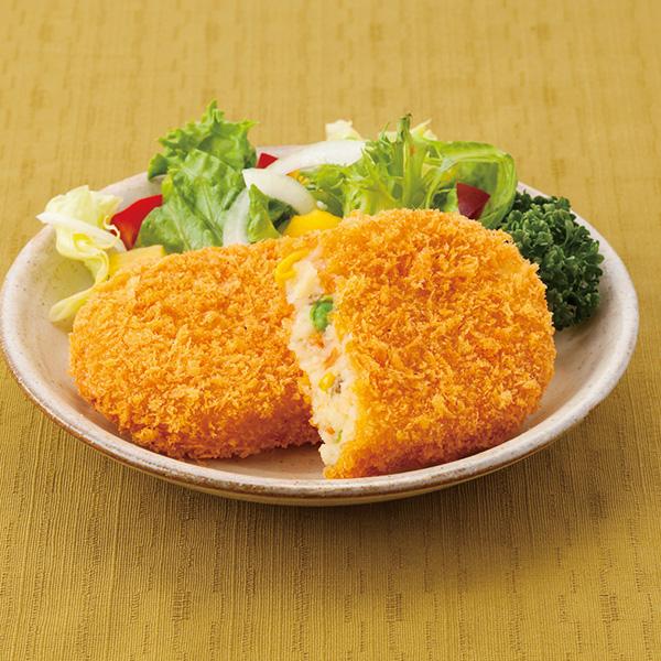 【地域限定送料無料】(※北海道・沖縄・一部離島等除く) 業務用食品彩り豊かな野菜を使用し、ほんのり甘口に仕上げた、野菜コロッケです。＜アレルゲン＞小麦、乳成分、大豆・凍ったまま175℃くらいの油で3分30秒揚げて下さい。■内容量：150個　...