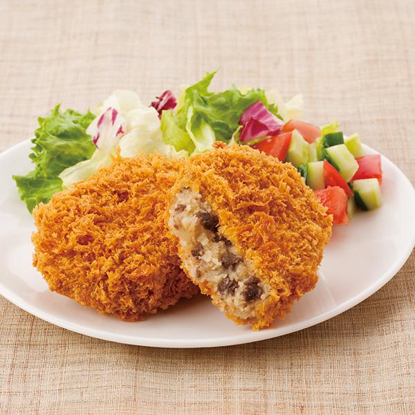 【地域限定送料無料】(※北海道・沖縄・一部離島等除く) 業務用食品牛肉を使用し、衣のサクサク感がおいしい惣菜向けのコロッケです。＜アレルゲン＞小麦、卵、乳成分、牛肉、大豆■内容量：10個　　　■入数：2■商品サイズ：1個（約）89x68x2...