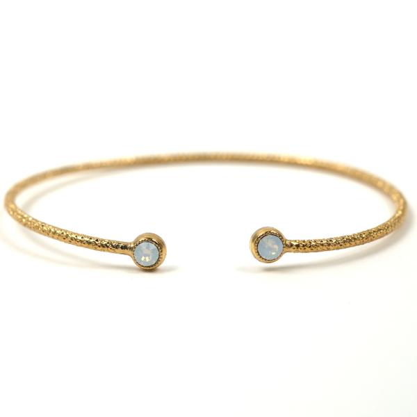 ■商品名 Hanka_in ハンカイン レディース ブレスレット バングル 真鍮 ゴールド クリアホワイト ETERNITY BRUSH JONC OUVERT CRISTAL BLANC OPALESCENT B-ETEBRU-JO-BO...