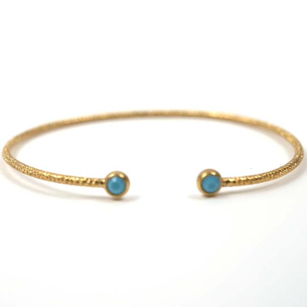■商品名 Hanka_in ハンカイン レディース ブレスレット バングル 真鍮 ゴールド ターコイズ ETERNITY BRUSH JONC OUVERT CRISTAL TURQUOISE B-ETEBRU-JO-TU-0.5M 910...