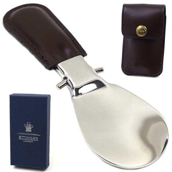 ■カラー ダークブラウン（靴ベラ金具：シルバー、ポーチのボタン：ゴールド）■素材 牛革(ブライドルレザー)■サイズ 靴ベラ：H約12cm x W約3.5cm x D約1cm　ポーチ：H約8cm x W約4.5cm x D約1.5cm■仕様 ...