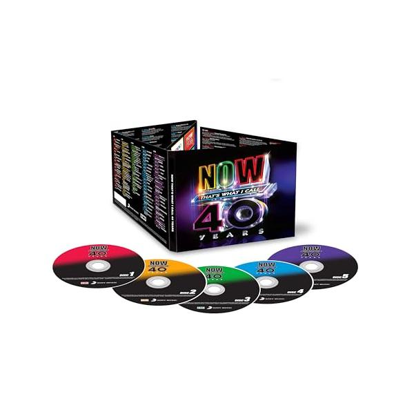 Five CD set. Celebrate 40 years of huge hits with NOW That's What I Call 40 Years - 100 tracks across 5 CDs - honoring t...