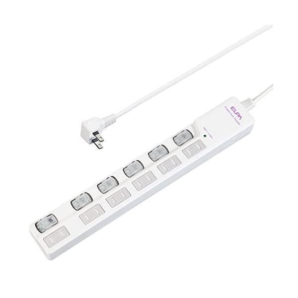 6個口ホワイト/2m/WLS-LU620MB(W)・Size:2mStyle:6個口・パッケージ個数:1・【耐雷サージスイッチ付タップ】スイッチ付でこまめに節電。耐雷サージ付だから雷に強い、 LEDランプスイッチ付 電源タップです。・【ホタ...
