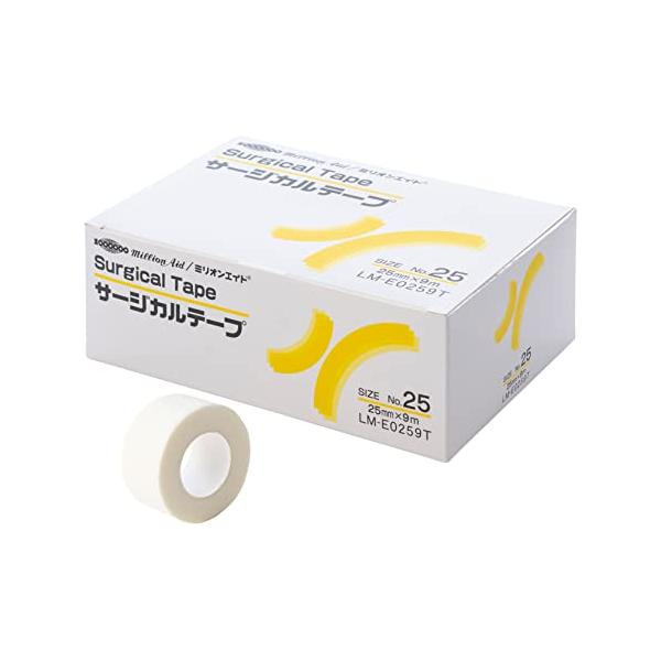 白/25mm×9m/LM-E0259T・Size:25mm×9m・パッケージ個数:1・【商品仕様】 ■型番:LM-E0259T ■サイズ:25mm×9m ■色:白 ■内容量:12巻 ■材質:不織布、アクリル系粘着剤・【しっかり固定】 医療用...