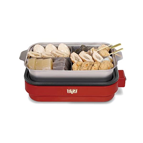 おでん調理鍋レッド/-/HAC2739・パッケージ個数:1・電源：AC100V　50/60Ｈｚ・消費電力：850W・おでん鍋用十字型仕切り付き・プレート最高温度：約220℃