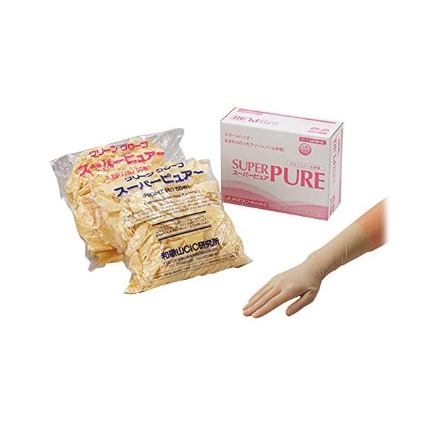 スーパーピュアラテックス/S/6-906-03・Size:S・パッケージ個数:1・材質:ラテックス(パウダーフリー)・入数: 1箱(50双入)・サイズ: S・洗浄済・全長:約305mm