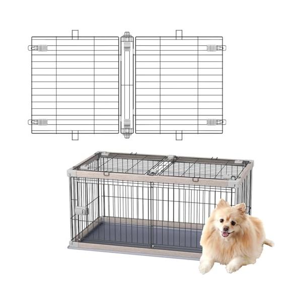 屋根アッシュグレー/中型犬用/PWSY-1260V・Color:アッシュグレー・商品サイズ（cm）：幅約115.5×奥行約63.0・重量：約2.62kg・適合犬サイズ（目安）：小型犬、中型犬・主要材質／線材：スチール（エポキシ粉体塗装）／ロ...
