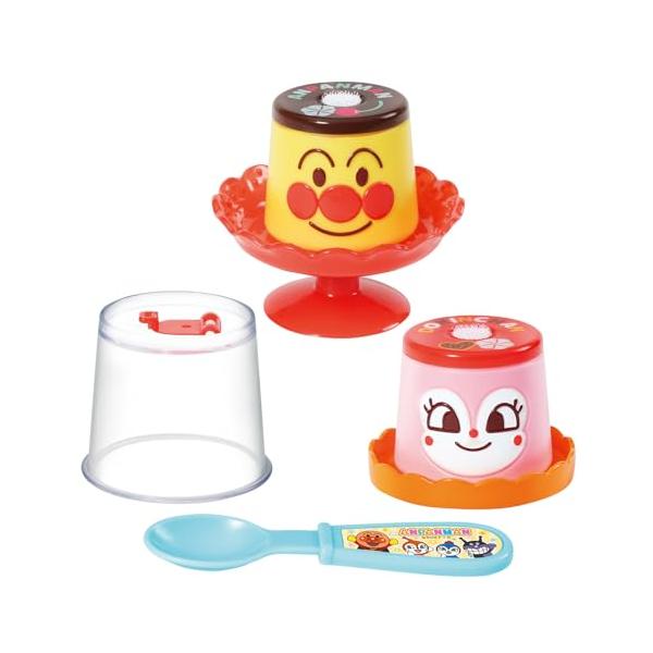 プチッとポン! カップからプリンが出てくるよ!・セット内容: アンパンマンプリン ドキンちゃんいちごプリン プチッとプリンカップ ふた プリンスタンド スプーン・電池不要・対象年齢: 3才以上・（C）やなせたかし/フレーベル館・TMS・NTV