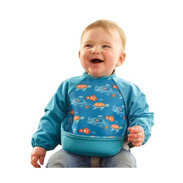 モダントロピカルフィッシュ/1個 (x 1)/BBWS-3-125・Color:トロピカルフィッシュ・パッケージ個数:1・【イギリスで大人気！タフでやさしいお食事エプロン！】英国生まれの長袖ウルトラビブは、ウェットスーツ素材の特性を活かした...