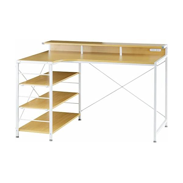 ラック付きデスクb)ナチュラル/幅約120×奥行約79.5×高さ約80/LDK-1279・Color:b)ナチュラルPatternName:a)ラック付き/L字タイプ・パッケージ個数:1・商品サイズ（cm）：幅約120×奥行約79.5×高さ...