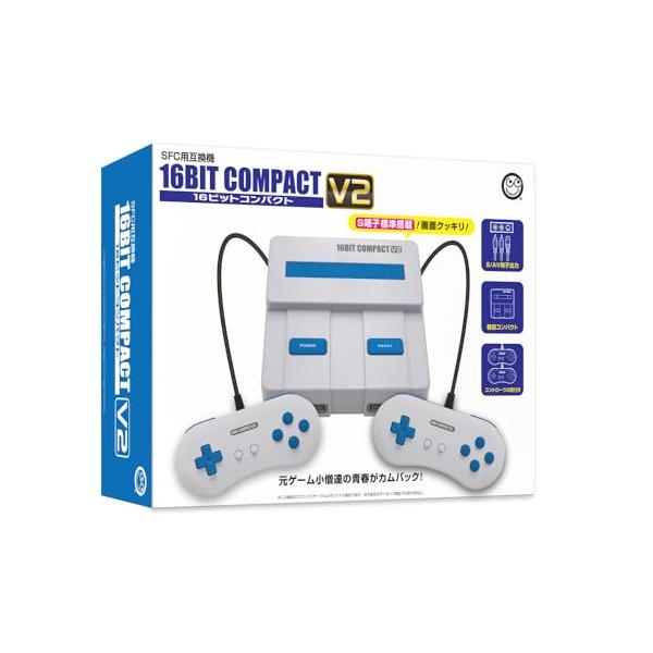 パッケージ個数:1・本製品「16ビットコンパクト V2」は、懐かしの名機「スーパーファミコン」のソフトが楽しめるSFC用互換機本体です。・本体、コントローラ2個、S端子ケーブル、ステレオAV端子ケーブル、ACアダプタがセットになったオールイ...