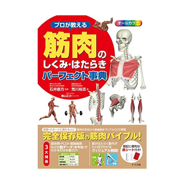 ■詳細なCG画像が満載の超ビジュアル解説! 各関節の動きに働く筋を、ひとつひとつCGを駆使して解説していま す。筋が付着している位置から全体の形状、起始・停止の位置まで 正確にビジュアル化し、筋繊維のタイプや方向、長さまで再現しま した。全...