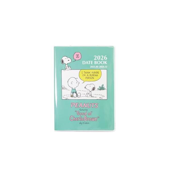 緑/-/17PD-1G・Color:緑・パッケージ個数:1・(c) 2025 Peanuts Worldwide LLC【サイズ】A6(111×154×5mm) 90g【レイアウト】マンスリー・【表紙】PVCカバー付【ページ数】64頁【六曜...