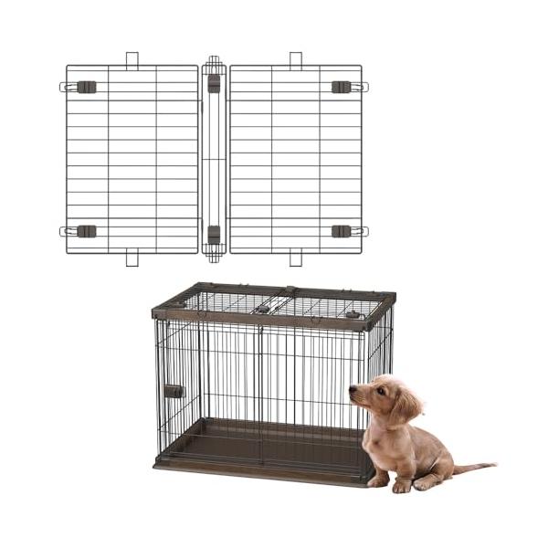 屋根ウォールナット/小型犬用/PWSY-960V・パッケージ個数:1・商品サイズ（cm）：幅約93.0×奥行約63.0・重量：約2.05kg・適合犬サイズ（目安）：小型犬、中型犬・主要材質／線材：スチール（エポキシ粉体塗装）／ロック部：AB...