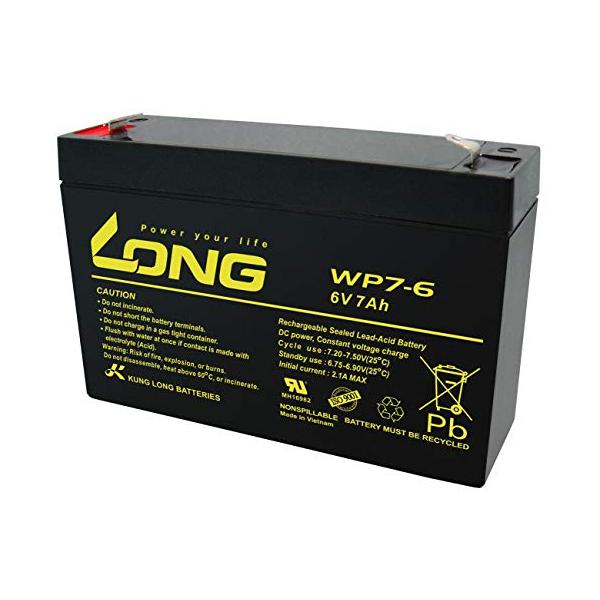 (6V-7Ah)ブラック/-/WP7-6・Style:(6V-7Ah)・パッケージ個数:1・電圧6V [ 20時間率容量 ]7(Ah) [ サイズ ]高さ94 mm 幅34 mm 長さ151 mm・端子形状:ファストン端子(F2)(No 2...