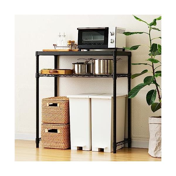 ゴミ箱上ラック(ウッド)ブラック/幅80cm/NO8090-2KW・Size:幅80cmStyle:ゴミ箱上ラック(ウッド)・パッケージ個数:1・サイズ:(約)幅81×奥行41×高さ90cm・耐荷重:(全体)約160kg、(棚板1枚)ウッド...